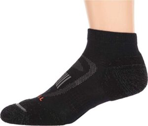 merrell mens low cut cushioned hiker 1 pack hiking socks, onyx, 10-13 women s 9.5-12 men us