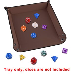 SIQUK 6 Pieces Dice Tray PU Leather Folding Dice Rolling Trays Square Holder for Dice Games, 6 Dark Colors