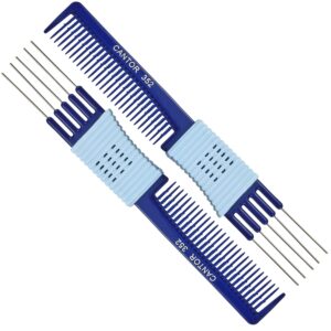 lift teasing comb and hair pick – 2 pack, five stainless still lifts - chemical and heat resistant detangler gripper comb – anti static comb for all hair types – by cantor