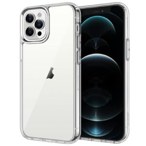 jetech case for iphone 12 pro max 6.7-inch, non-yellowing shockproof phone bumper cover, anti-scratch clear back (clear)