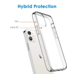 JETech Case for iPhone 12/12 Pro 6.1-Inch, Non-Yellowing Shockproof Phone Bumper Cover, Anti-Scratch Clear Back (HD Clear)