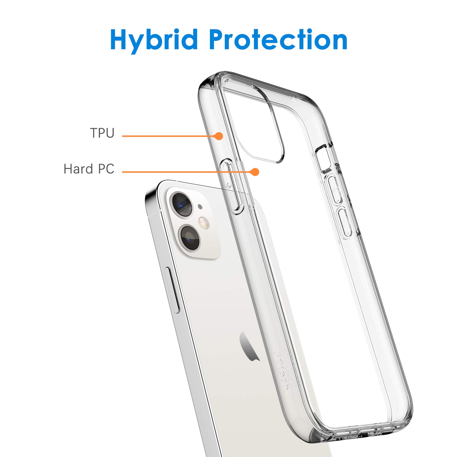 JETech Case for iPhone 12/12 Pro 6.1-Inch, Non-Yellowing Shockproof Phone Bumper Cover, Anti-Scratch Clear Back (HD Clear)