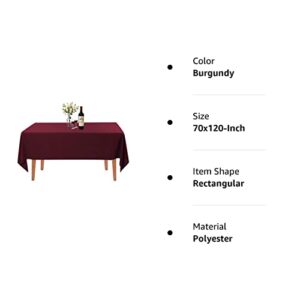 Waysle Rectangle Tablecloth - 70 x 120 Inch - Burgundy Rectangular Table Cloth for 6 or 8 Foot Table in Washable Polyester - Great for Wedding, Restaurant, Party, Banquet Decoration