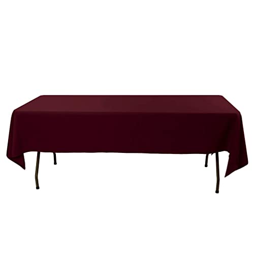 Waysle Rectangle Tablecloth - 70 x 120 Inch - Burgundy Rectangular Table Cloth for 6 or 8 Foot Table in Washable Polyester - Great for Wedding, Restaurant, Party, Banquet Decoration