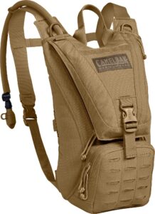 camelbak ambush hydration pack, coyote tan, with 100oz (3.0l) mil-spec crux reservoir, one size