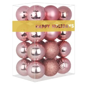 rose gold 3.2" large christmas balls - christmas tree decoration ornaments shatterproof hanging balls for birthday halloween holiday wedding decorations set of 24pcs