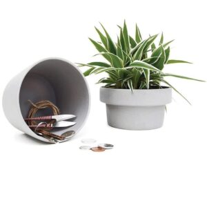 Suck UK Plant Pots Hideaway Secret Key Hider Secret Safe To Hide Keys Flower Pot With Hidden Safe & Secret Compartment Flower Pot Stash Box to Hide Your Key Set & Money Novelty Storage Safe