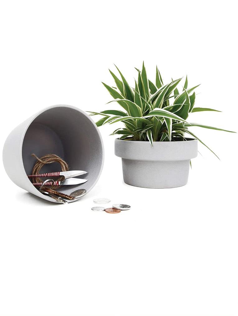 Suck UK Plant Pots Hideaway Secret Key Hider Secret Safe To Hide Keys Flower Pot With Hidden Safe & Secret Compartment Flower Pot Stash Box to Hide Your Key Set & Money Novelty Storage Safe