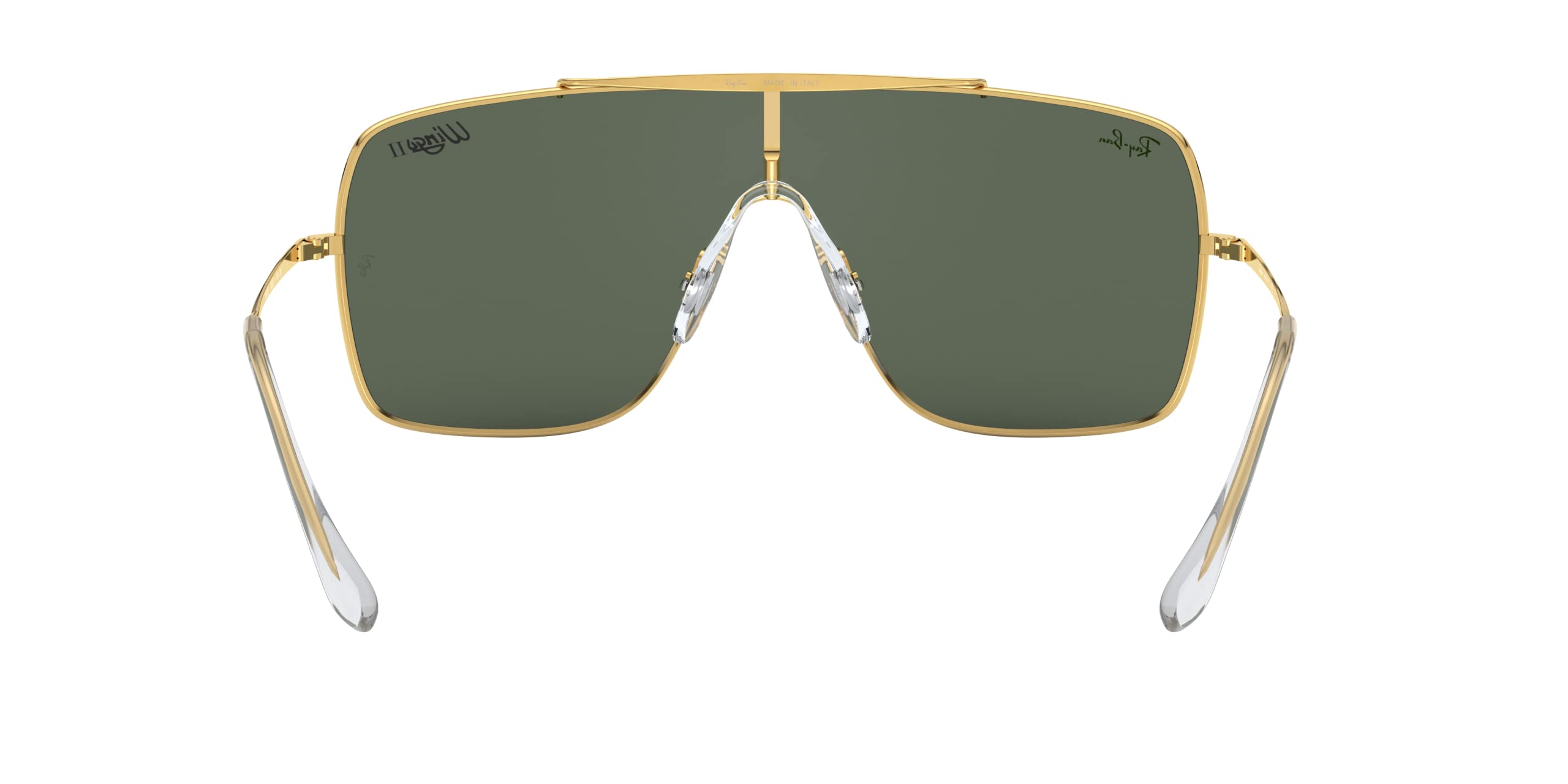 Ray-Ban RB3697 Wings II Square Sunglasses, Gold/Dark Green, 35 mm + 1