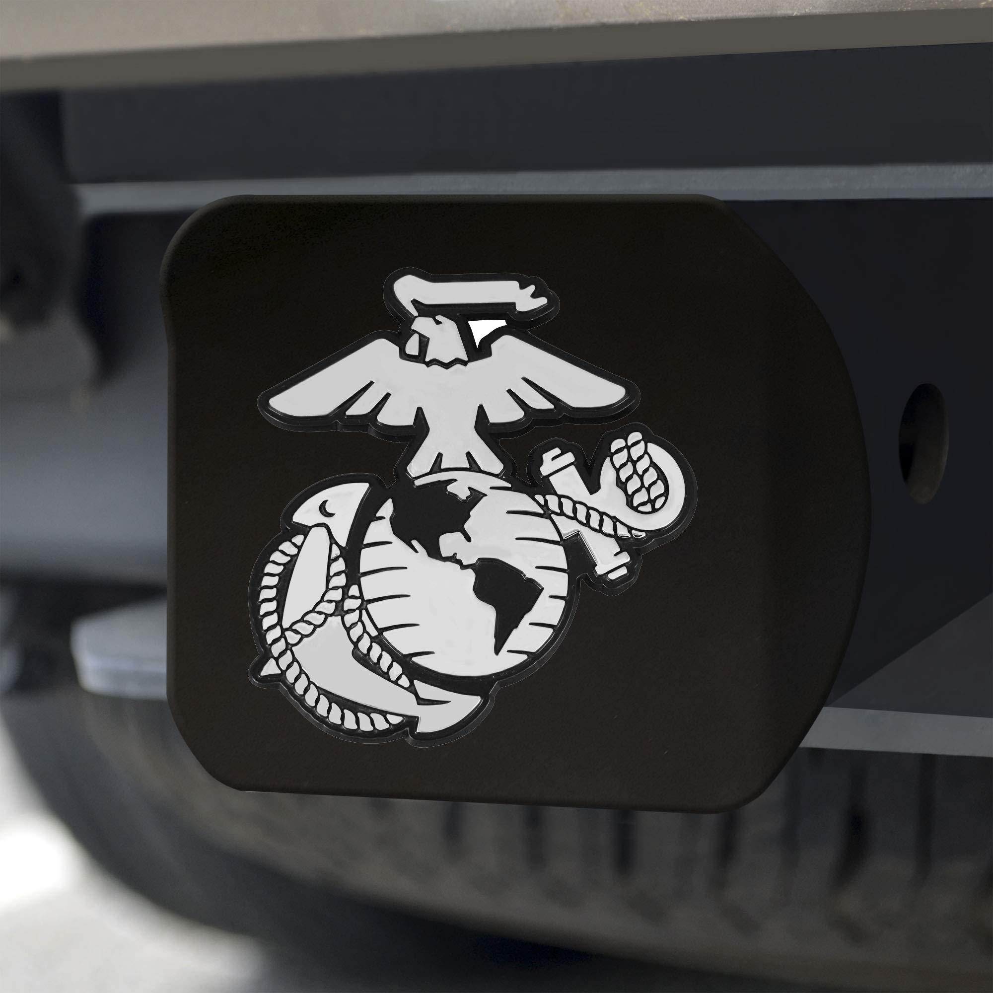 U.S. Marines Black Metal Hitch Cover