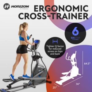 Horizon Fitness EX-59 Elliptical Trainer Exercise Machine for Home Workout, Fitness & Cardio, Compact Cross-Trainer with Bluetooth, Built-in Speakers, 10 Resistance Levels, 300 lb Weight Capacity