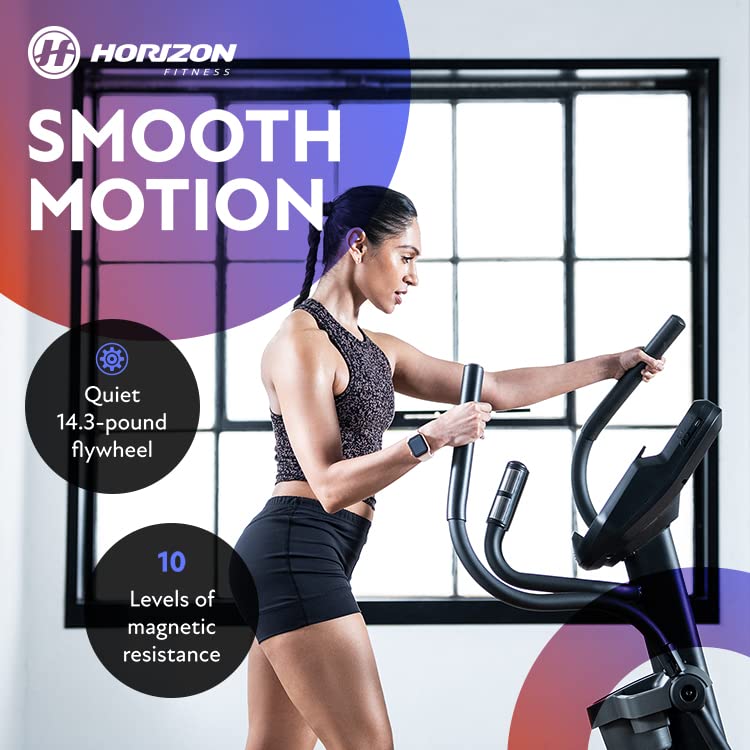 Horizon Fitness EX-59 Elliptical Trainer Exercise Machine for Home Workout, Fitness & Cardio, Compact Cross-Trainer with Bluetooth, Built-in Speakers, 10 Resistance Levels, 300 lb Weight Capacity