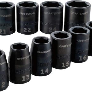 CRAFTSMAN Impact Socket Set, Metric, 1/2", 12Piece (CMMT15885)