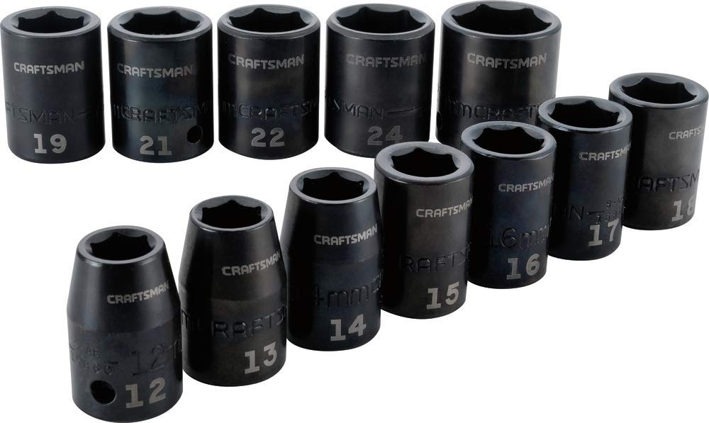 CRAFTSMAN Impact Socket Set, Metric, 1/2", 12Piece (CMMT15885)