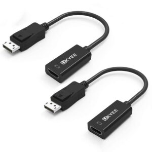 ukyee displayport to hdmi adapter 2-pack, display port dp to hdmi converter cable male to female port 1080p compatible with pc, monitor, projector, hdtv - black