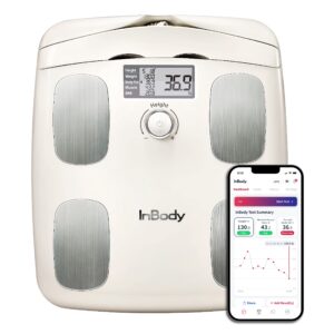 inbody dial h20 body fat scale - inbody scale for body weight, fat percentage and muscle mass - gym accessory for men & women, body fat measurement device - bluetooth-connected, oatmeal beige