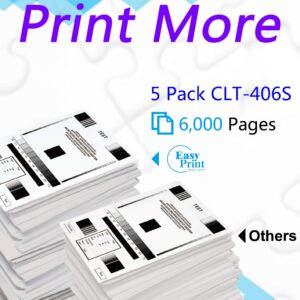 EASY PRINT (5-Pack) Compatible CLT406S Toner Cartridge Replacement for CLT-K406S C406S M406S Y406S Used for Samsung CLX-3305FW CLX-3307FW SL-C460FW SL-C463FW CLP-365W 367W, (2X BK, 1x C, 1x M, 1x Y)