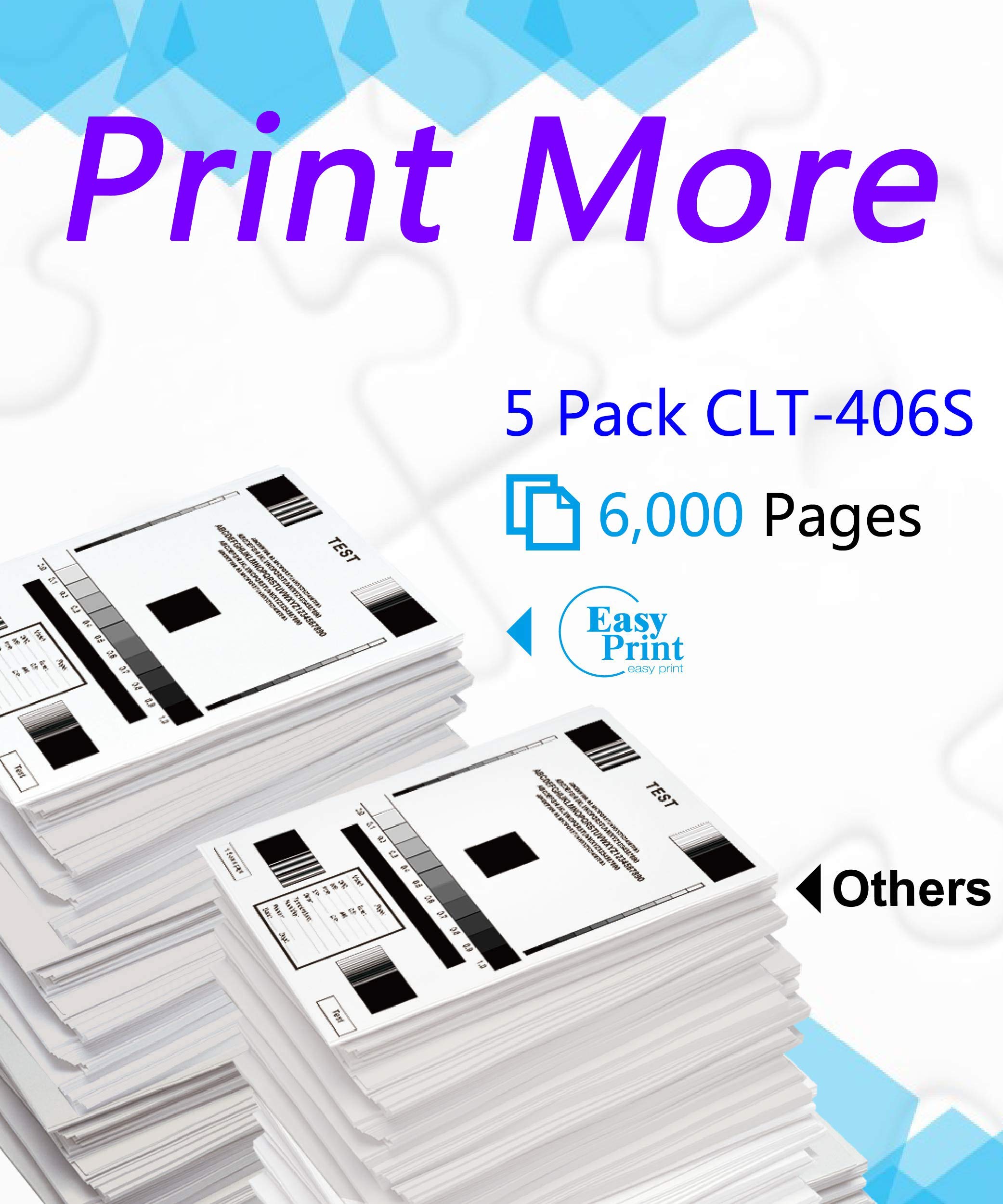 EASY PRINT (5-Pack) Compatible CLT406S Toner Cartridge Replacement for CLT-K406S C406S M406S Y406S Used for Samsung CLX-3305FW CLX-3307FW SL-C460FW SL-C463FW CLP-365W 367W, (2X BK, 1x C, 1x M, 1x Y)