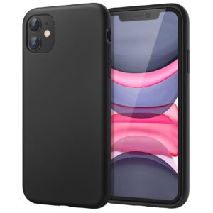 jetech silicone case for iphone 11 (2019) 6.1-inch, silky-soft touch full-body protective case, shockproof cover with microfiber lining, black