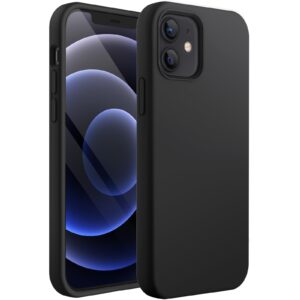 jetech silicone case for iphone 12/12 pro 6.1-inch, silky-soft touch full-body protective phone case, shockproof cover with microfiber lining (black)