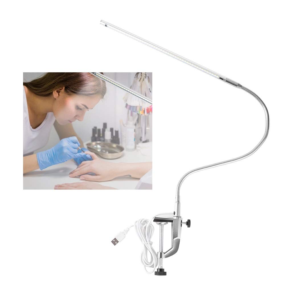 Desk Lamp with Clamp,Desk Lamp Clip on Lamp,LED Eye-Caring Desk Lamp with USB Rechargeable Reading Lights,Task Table Lamps,Foldable Bed Lamp,360° Swivel Desk Lamp for Manicure,Reading,Tattoo Light