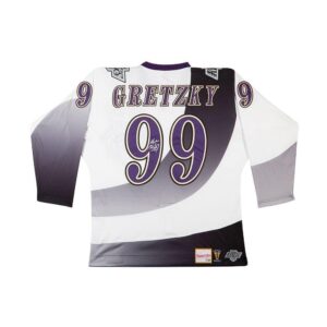 wayne gretzky autographed 1995-96 mitchell & ness jersey burger king kings uda - autographed nhl jerseys