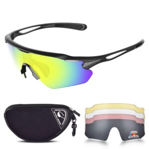 sports sunglasses bike cycling sunglasses for men women with 5 interchangeable lens,polarized sunglasses with anti-uv400 for driving fishing golf