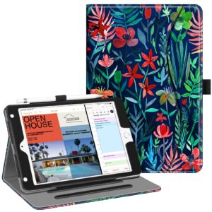 fintie case for ipad mini 5 2019 / ipad mini 4 - [corner protection] multi-angle viewing smart folio cover w/pocket, pencil holder, auto wake/sleep for ipad mini 5th generation 7.9", jungle night