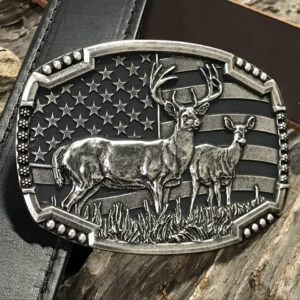 Montana Silversmiths Men's Matched Pair Deer Buckle Silver One Size