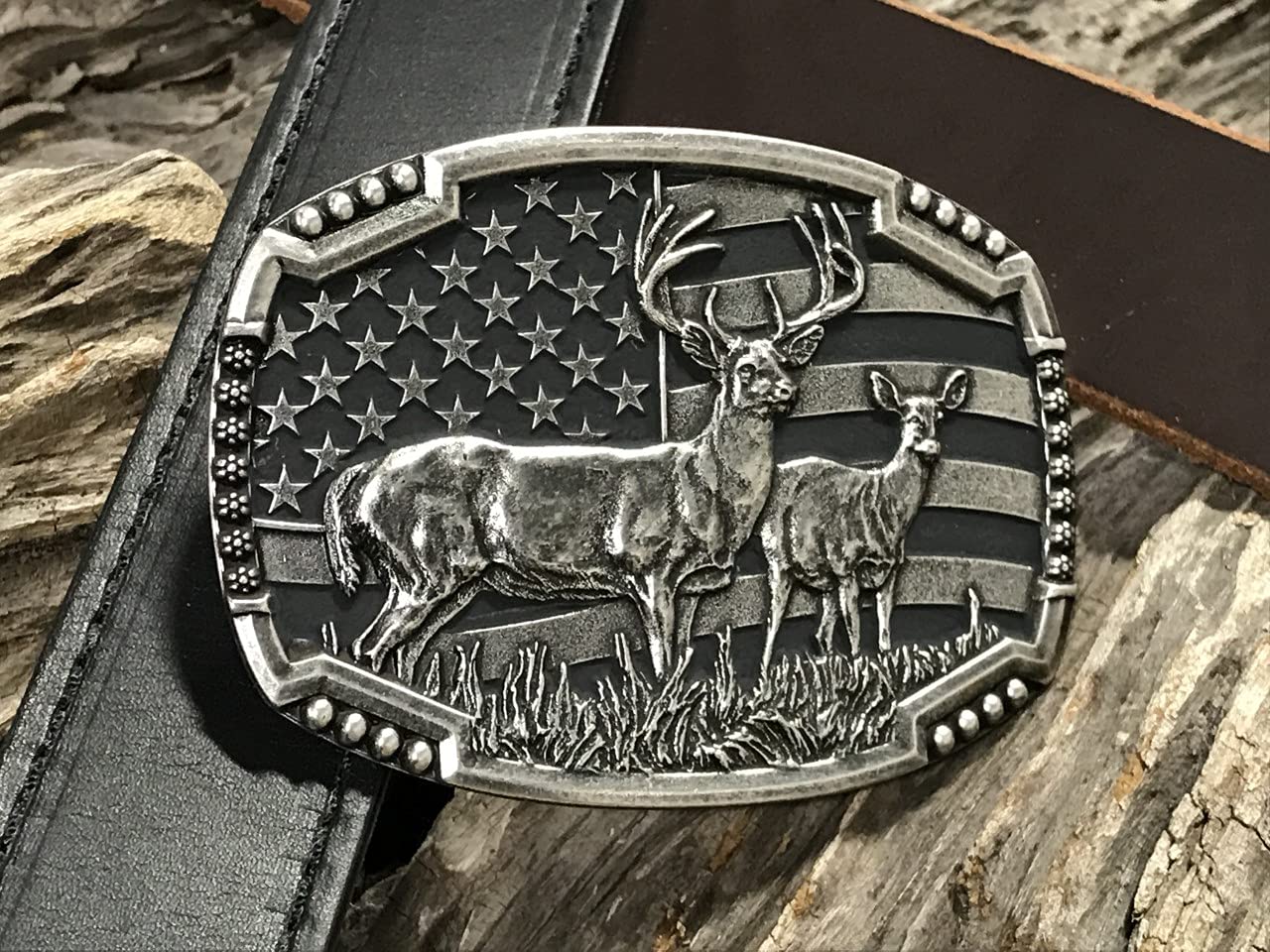 Montana Silversmiths Men's Matched Pair Deer Buckle Silver One Size