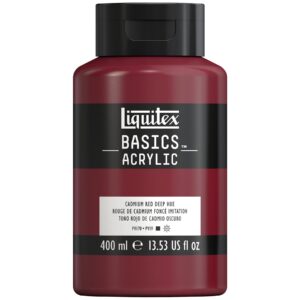 liquitex basics acrylic paint, 400ml (13.5-oz) bottle, cadmium red deep hue