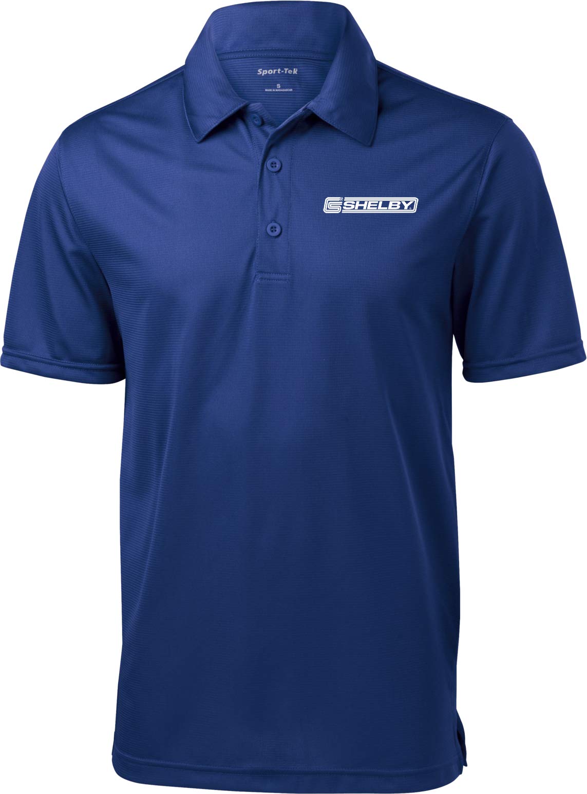 Ford Mustang Shelby Crest Pocket Print Textured Polo, Royal XL