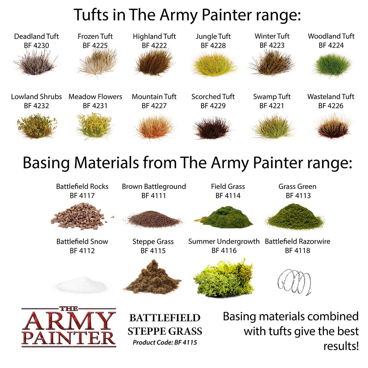 The Army Painter Battlefield: Steppe Grass Basing, 150 ml-for Miniature Bases & Terrains -Scenics Static Grass, Model Terrain Grass, Terrain Model Kit & The Army Painter Tufts for Bases of Minis