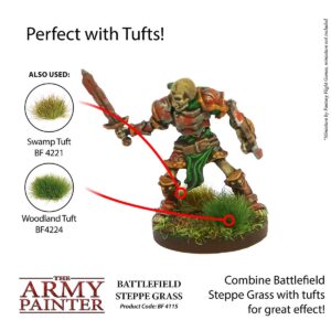 The Army Painter Battlefield: Steppe Grass Basing, 150 ml-for Miniature Bases & Terrains -Scenics Static Grass, Model Terrain Grass, Terrain Model Kit & The Army Painter Tufts for Bases of Minis