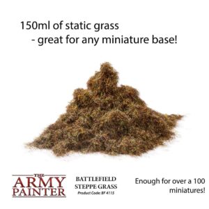 The Army Painter Battlefield: Steppe Grass Basing, 150 ml-for Miniature Bases & Terrains -Scenics Static Grass, Model Terrain Grass, Terrain Model Kit & The Army Painter Tufts for Bases of Minis