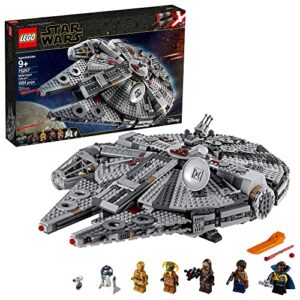 lego star wars millennium falcon 75257 building set - starship model with finn, chewbacca, lando calrissian, boolio, c-3po, r2-d2, and d-o minifigures, the rise of skywalker movie collection