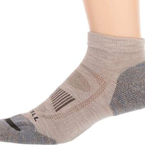 Merrell Men's and Women's Zoned Cushioned Wool Hiking Low Cut Socks-1 Pair Pack-Breathable Arch Support, Oatmeal Heather, S/M