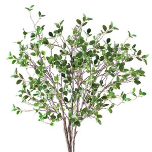 beebel 3.5ft 3pcs artificial branches plants eucalyptus shrubs greenery stem ficus twig fake plastic plant for vase bouquets wedding floral arrangement decor