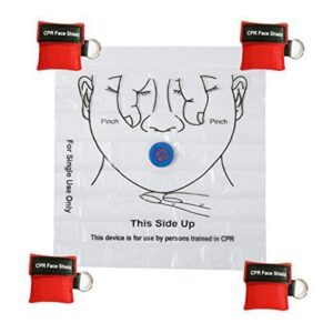 Pack of 25pcs CPR Mask Keychain Ring Emergency Kit SUNYAO CPR Face Shields Pocket Mask for First Aid or AED Training