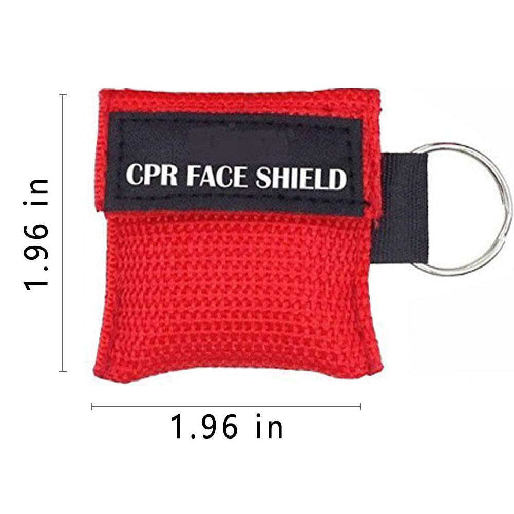 Pack of 25pcs CPR Mask Keychain Ring Emergency Kit SUNYAO CPR Face Shields Pocket Mask for First Aid or AED Training