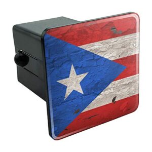 rustic distressed puerto rico flag wood look tow trailer hitch cover plug insert