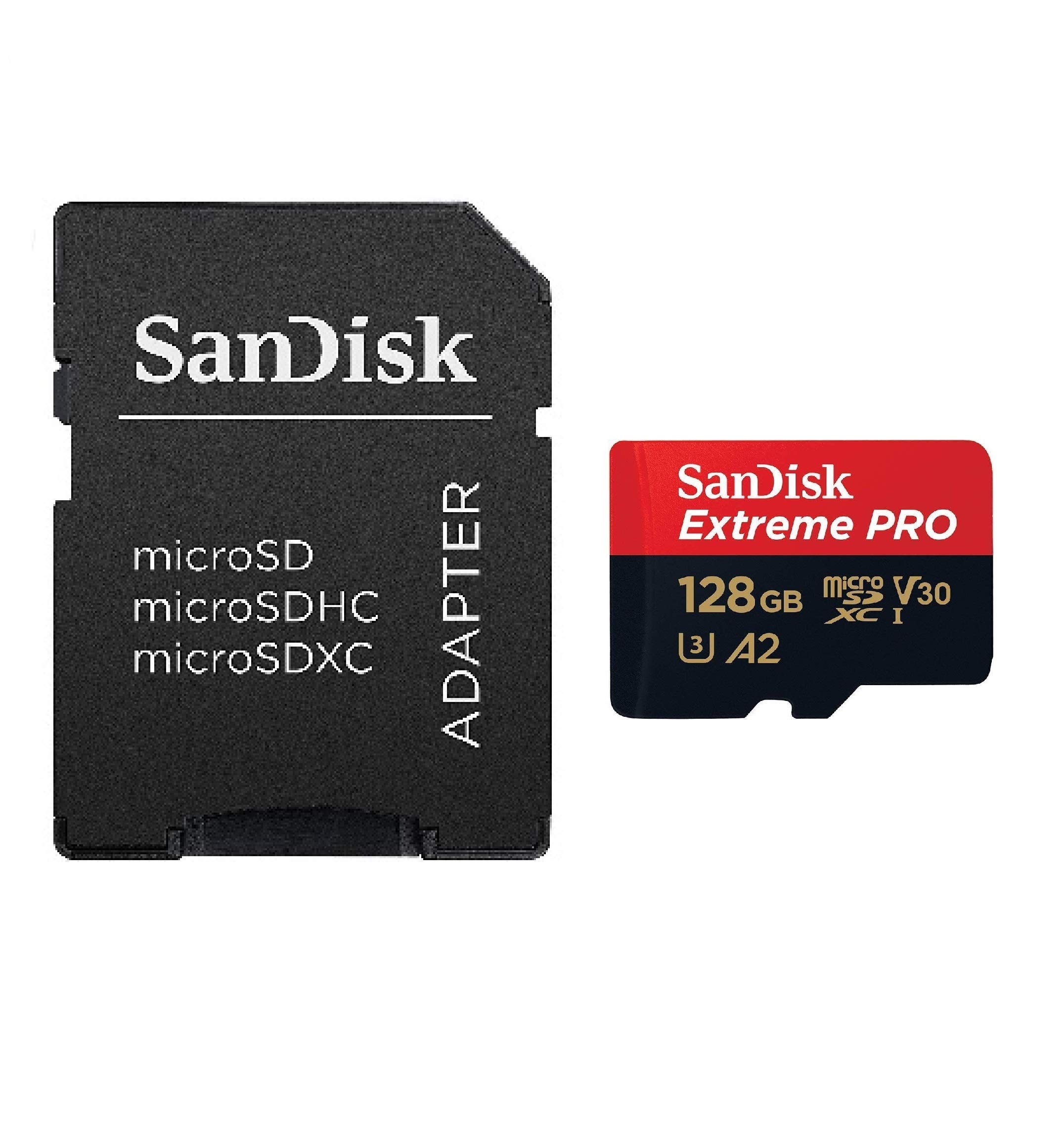 SanDisk 128GB Micro SDXC Extreme Pro Memory Card (Five Pack) Works with GoPro Hero 7 Black, Silver, Hero7 White UHS-1 U3 A2 Bundle with (1) Everything But Stromboli Micro Card Reader