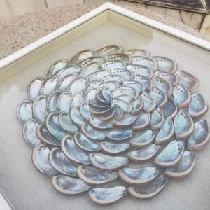 ARTECORS 24"x24" 3D Handmade Wall Decoration with Shadow Box Framed Front Glass for Living Room Dining Room Entrance Corridor Bedroom wall Decor (Abalone Shell 24"x24")