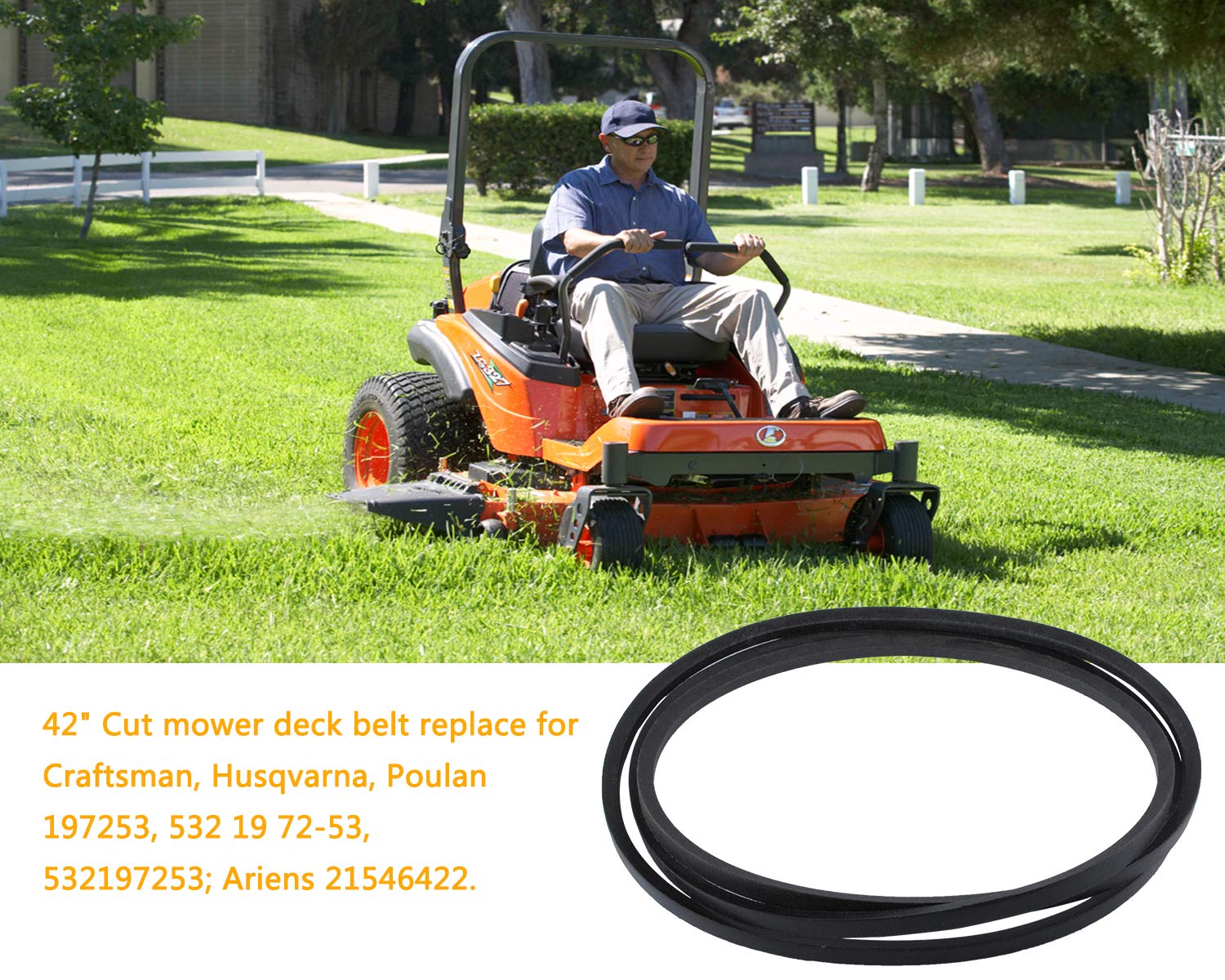 532197253 Drive Belt 1/2"x101" Compatible with Husqvarna 42" Deck Cut Mower Replace for Ariens 21546422, 21547025, 21547238, AYP 197253