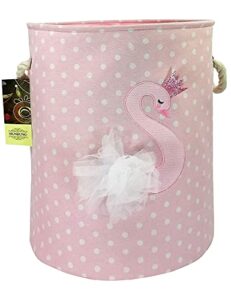 hunrung large laundry hamper,cartoon organizer bin for children nursery,toys,laundry,children clothing,gift baskets (swan)