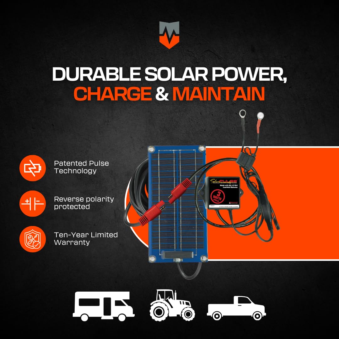 PulseTech SolarPulse SP-3 Solar Battery Charger Maintainer, 3 Watt