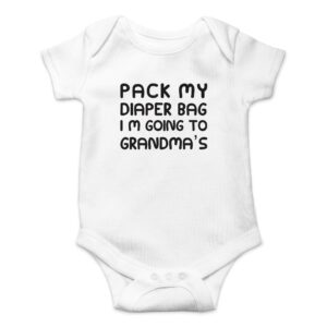 cbtwear pack my diaper bag, i'm going to grandma's house - funny one-piece infant baby bodysuit (6 months, white)