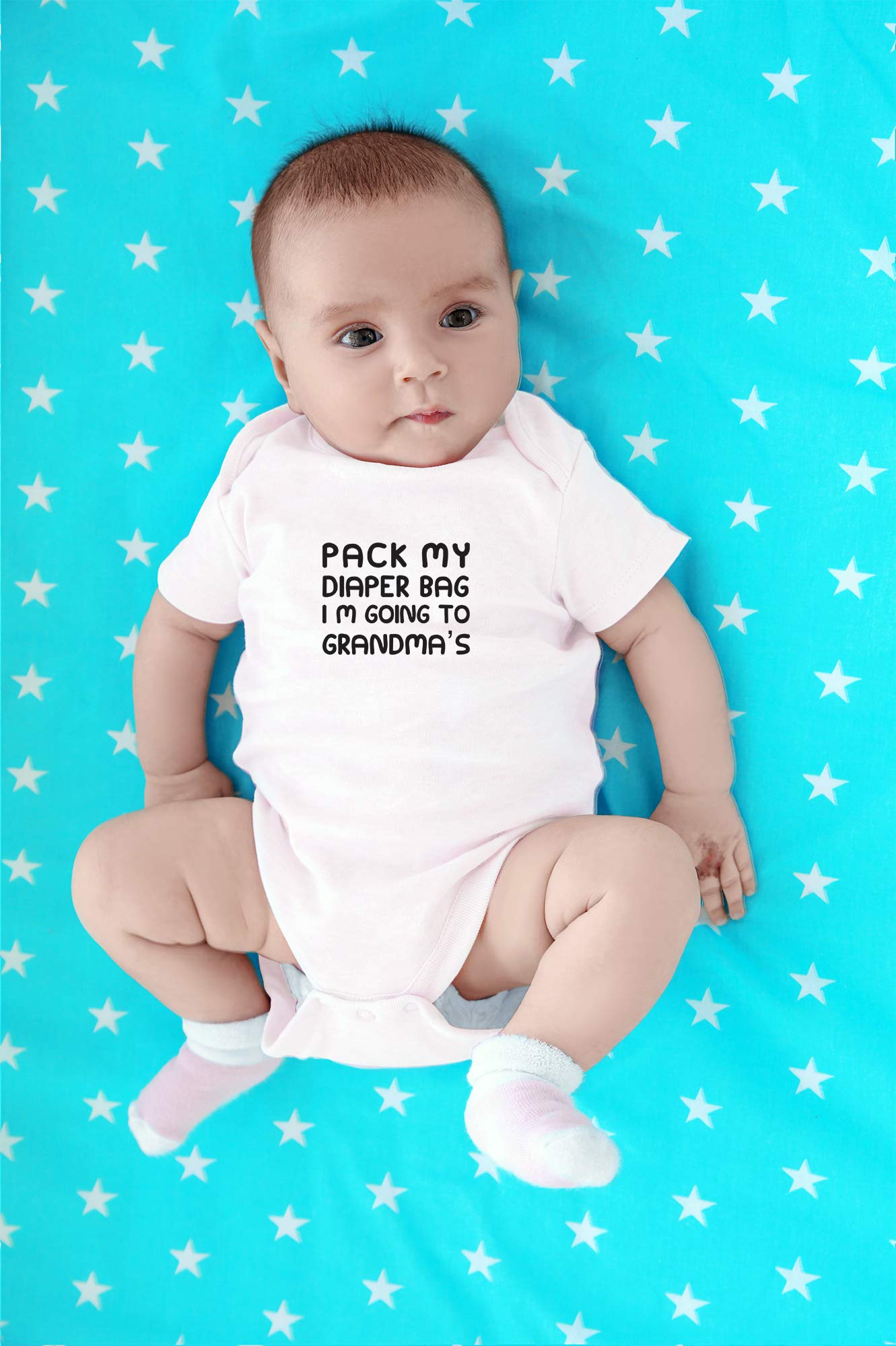 CBTwear Pack My Diaper Bag, I'm Going To Grandma's House - Funny One-piece Infant Baby Bodysuit (6 Months, White)