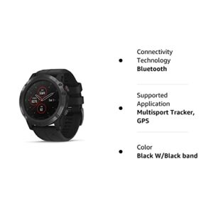 Garmin Fenix 5 Plus Premium Multisport GPS Smartwatch with Color TOPO Maps, Heart Rate Monitoring, Music and Garmin Pay with Black Band (Renewed)