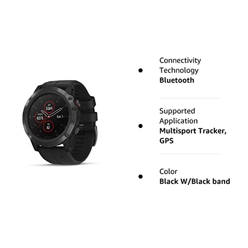 Garmin Fenix 5 Plus Premium Multisport GPS Smartwatch with Color TOPO Maps, Heart Rate Monitoring, Music and Garmin Pay with Black Band (Renewed)